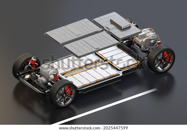 Explode View Electric Vehicle Chassis Equipped Stock Illustration ...