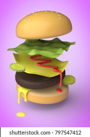 Exploded View American Burger Stock Illustration 797547412 | Shutterstock