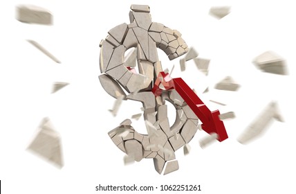 Exploding Dollar Currency Isolated On White Stock Illustration ...