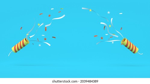 Exploding Party Popper Confetti Streamer Isolated Stock Illustration ...