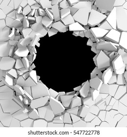 Explosion Broken White Wall Dark Black Stock Illustration 547722778