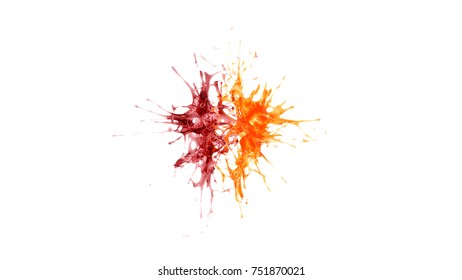 Explosion Two Drops Orange Reddish Liquid Stock Illustration 751870021 ...