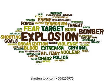 Explosion Word Cloud Concept On White Stock Illustration 386256973 ...