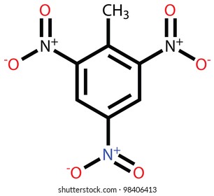 Fórmula estructural del trinitrotolueno explosivo (TNT): vector de ...