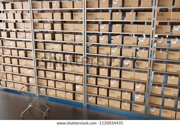Express Package On Shelf3d Rendering Warehouse 库存插图 1120034435