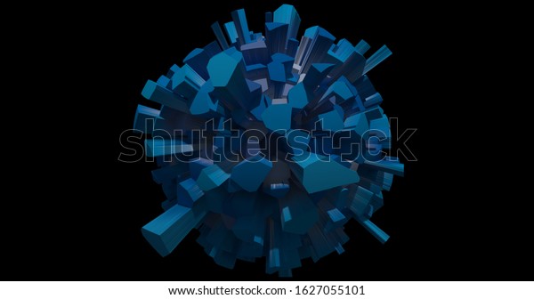 Extruded 3d Render Sphere Bulging Blocks Stock Illustration 1627055101 ...