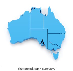 Extruded Map Australia State Borders 3d Stock Illustration 313042397 ...