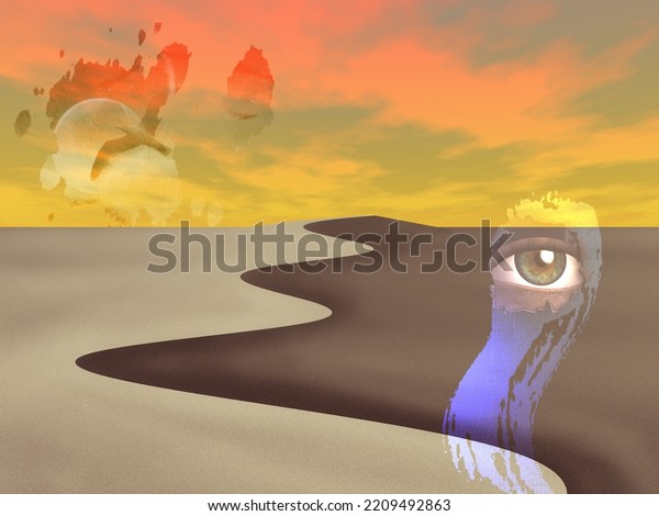 Eye Surreal Desert 3d Rendering Stock Illustration 2209492863 ...