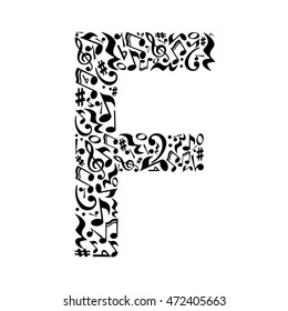 F Letter Made Musical Notes On Stock Vector (Royalty Free) 428771245