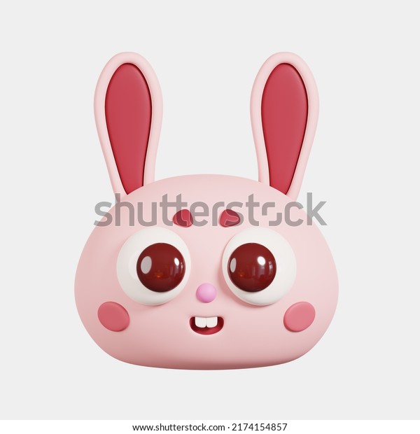 Face Bunny Rabbit Front View Isolated Stock Illustration 2174154857 ...