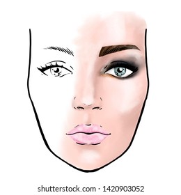 Face Chart Template One Side Painted: ilustración de stock 1420903052 ...