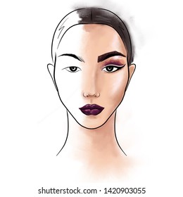 Face Chart Template One Side Painted Stock Illustration 1420903055 ...