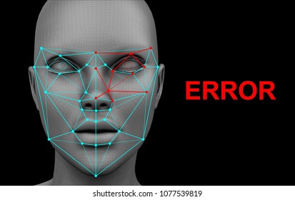 Face Recognition Error On Black Background Stock Illustration ...
