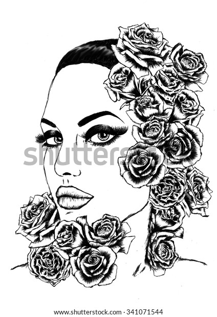 Face Roses Stock Illustration 341071544