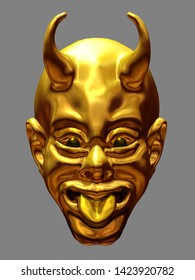 Facial Expression Golden Devils Head 3d Stock Illustration 1423920782 ...