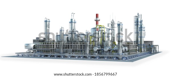 Factory Isolated On White Background 3d Stock Illustration 1856799667