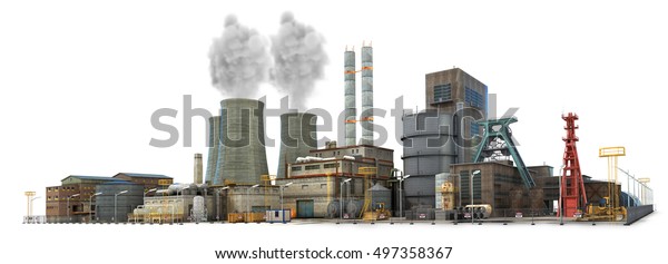 Factory Isolated On White Background Industry Stock Illustration 497358367