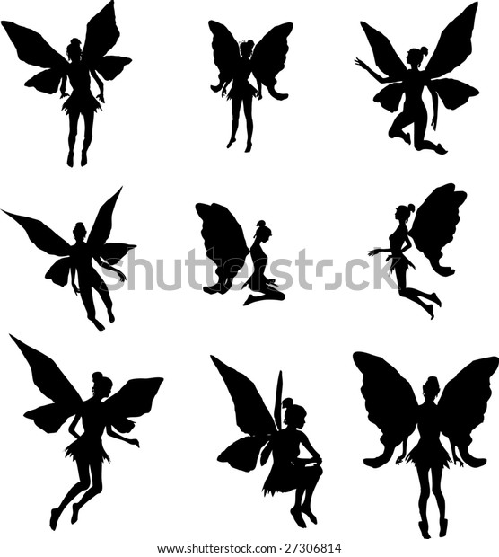 Fairy Bitmap Silhouettes: Stockillustration 27306814 | Shutterstock