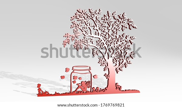 Fairy Jar Under Tree Made By Stock Illustration 1769769821 | Shutterstock