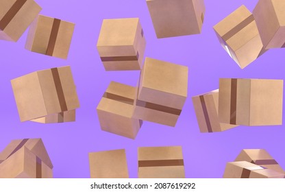 Falling Cardboard Boxes Cargo Box On Stock Illustration 2087619292