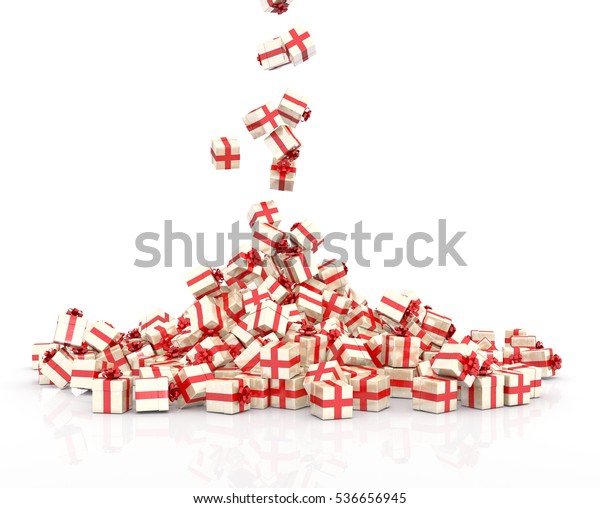 Falling Christmas Gift Boxes On White Stock Illustration 536656945