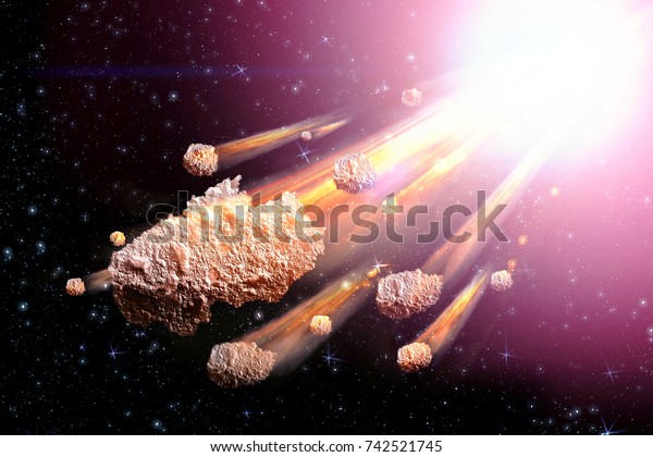 Falling Meteor Rain Comet Space Meteor Stock Illustration 742521745