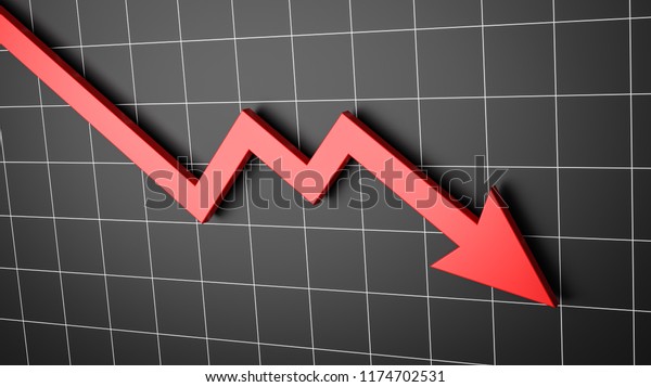 Falling Red Arrow Chart On Black Stock Illustration 1174702531