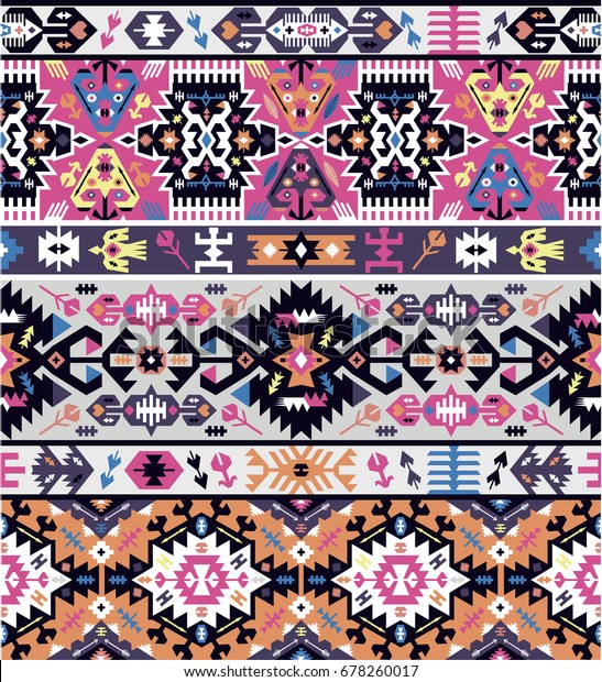 Fancy Abstract Bright Pattern Tribal Style Stock Illustration 678260017