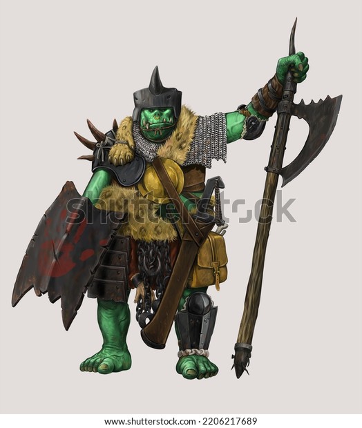 Fantasy Creature Orc Warrior Fantasy Illustration Stock Illustration ...