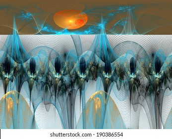 Fantasy Ice Planet Fantasy Alien Landscape Stock Illustration 190386554 ...