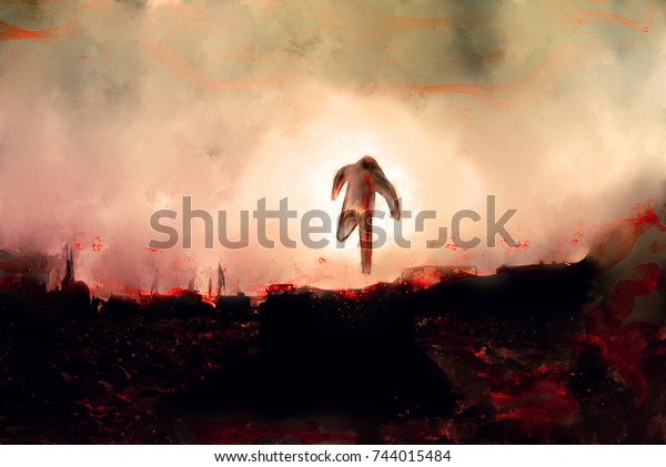 Fantasy Image Man Running On Fire Stock Illustration 744015484 ...