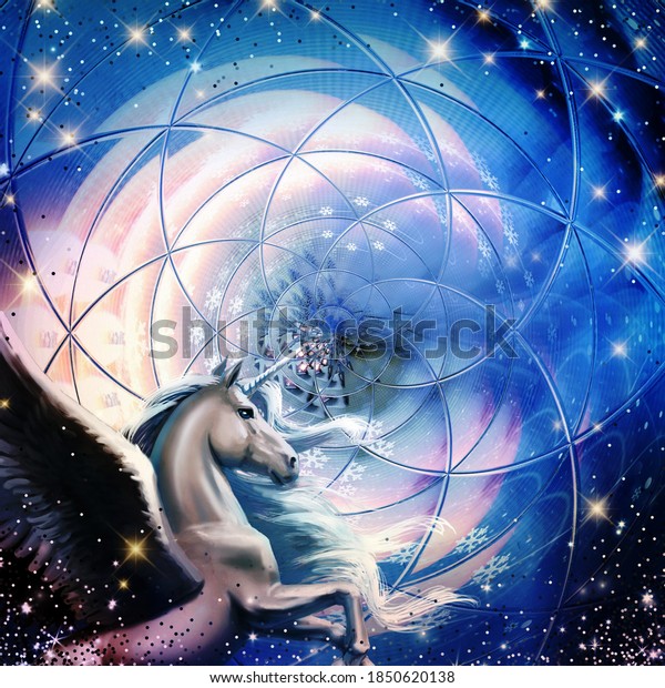 Fantasy Luminous Blue Sky Background Stock Illustration 1850620138 ...