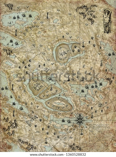 Fantasy Map Graphic Arts Stock Illustration 1360528832