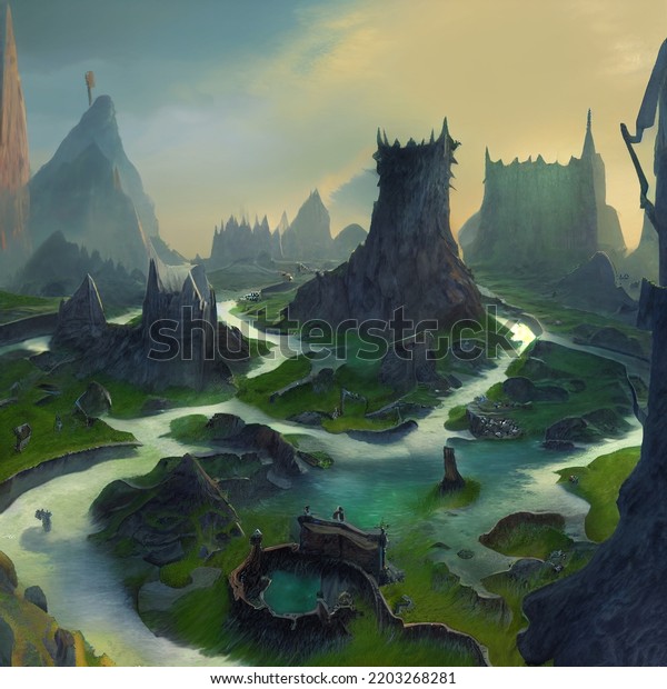 Fantasy Map Rpg Remaster Adventure Elements Stock Illustration ...