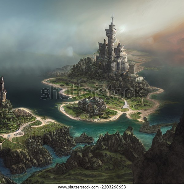 Fantasy Map Rpg Remaster Adventure Elements Stock Illustration ...
