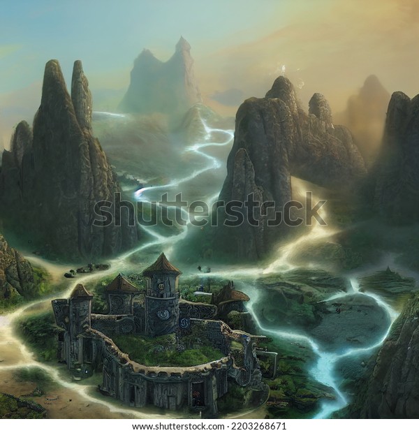Fantasy Map Rpg Remaster Adventure Elements Stock Illustration ...