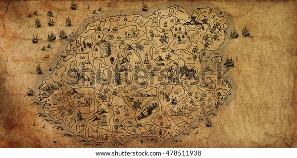 Fantasy Old Map Stock Illustration 478511938 | Shutterstock