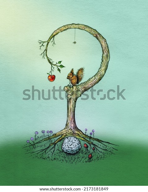 Fantasy Question Mark Tree Illustration Stock Illustration 2173181849 ...