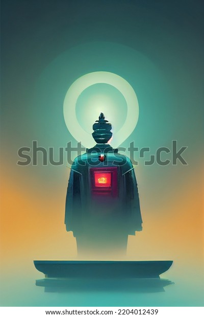 Fantasy Robot Buddhist Monk 1 Stock Illustration 2204012439 | Shutterstock