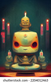 Fantasy Robot Buddhist Monk 2 Stock Illustration 2204012463 | Shutterstock