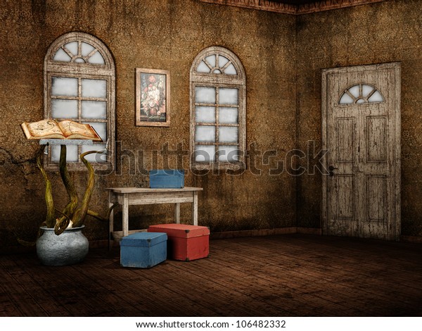 Fantasy Room Boxes Magic Book Stock Illustration 106482332