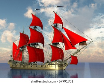 Ship Red Sails: ภาพประกอบสต็อก 79934074 | Shutterstock
