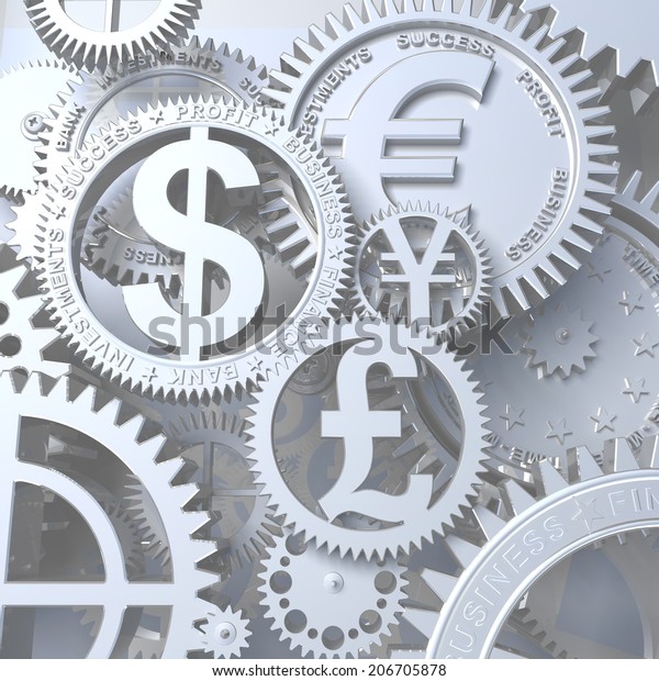 Fantasy Silver Clockwork Currency Sign Euro Stock Illustration 206705878