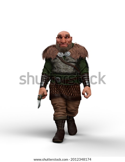 Fantasy Warrior Dwarf Character Walking Battle Stock Illustration ...