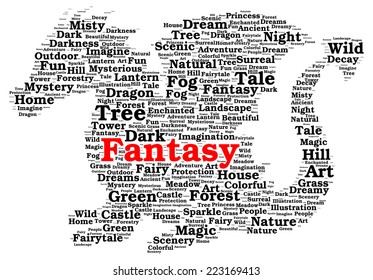 Ilustrasi Stok Fantasy Word Cloud Shape Concept 223169413 | Shutterstock
