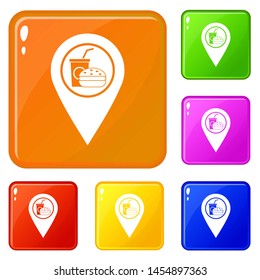 Fast Food Restaurant Map Pointer Icons Stock Illustration 1454897363 ...
