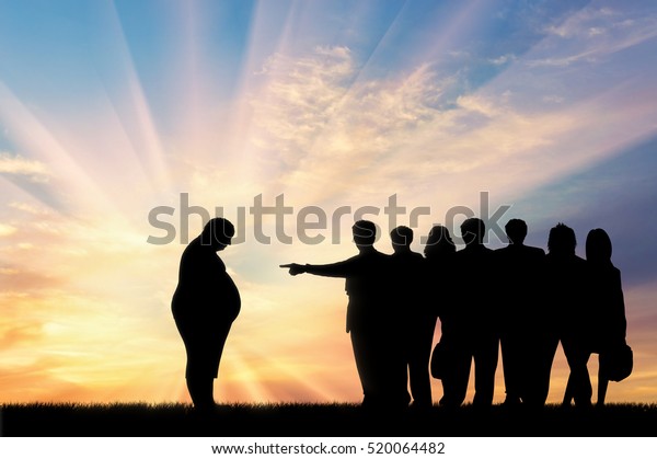 Fat Man Crowd Chase Him Sunset Stock Illustration 520064482