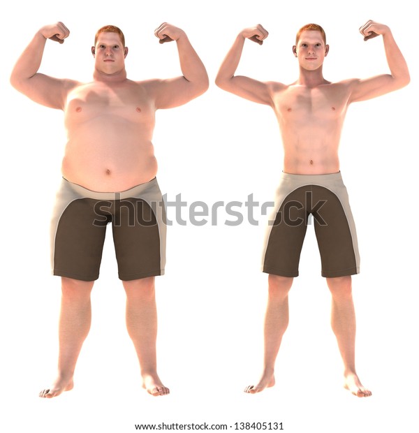 Fat Slim Man Opposite Each Other Stock Illustration 138405131