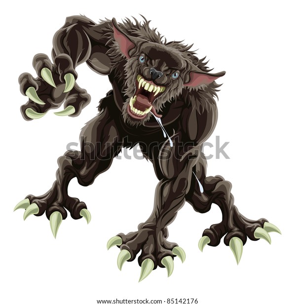 Fearsome Werewolf Monster Attacking Viewer Stock Illustration 85142176