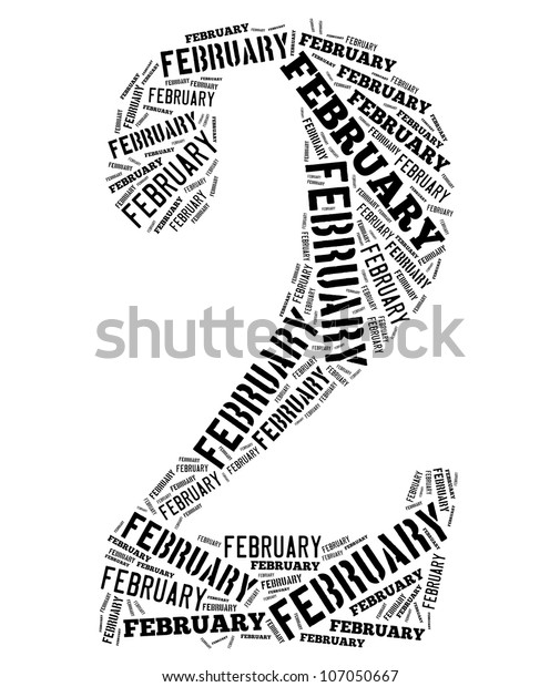 February Text Graphics Composed Number 2 Stock Illustration 107050667